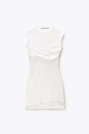 Alexander Wang Sleeveless Layered Twisted Bust Mini Dress - White