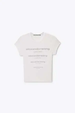 Alexander Wang Crystal Hotfix Gradient Logo Fitted Tee - White