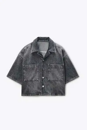 Alexander Wang Cropped Short Sleeve Shirt - Light Grey