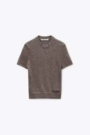 Alexander Wang Ss Crewneck Tee W/ Knit Logo Label Brown