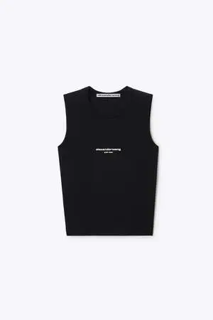 Alexander Wang Logo Print Fitted Tank Black