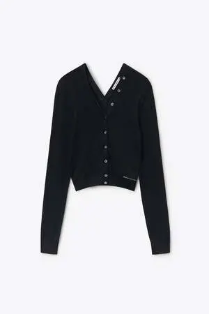 Alexander Wang Button-front Long Sleeve Cardigan Black