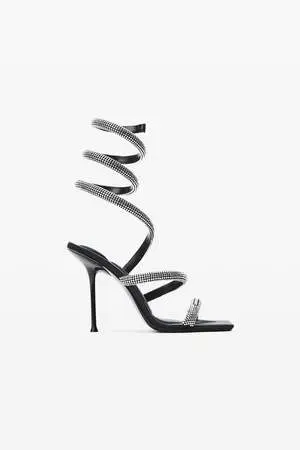 Alexander Wang Julie Crystal Hotfix 105mm Coil Sandal - Black/silver