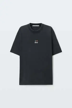 Alexander Wang Crystal Hotfix I Heart Aw Oversized Tee - Washed Black