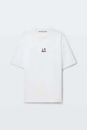 Alexander Wang Crystal Hotfix I Heart Aw Oversized Tee White