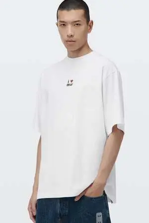 Alexander Wang Crystal Hotfix I Heart Aw Oversized Tee - White