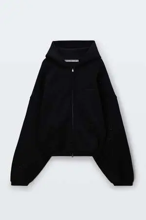 Alexander Wang Crystal Hotfix Oversized Zip-up Hoodie - Black