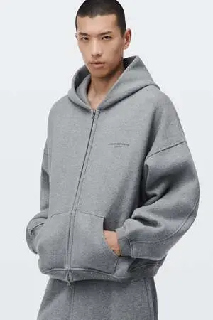 Alexander Wang Crystal Hotfix Oversized Zip-up Hoodie - Sidewalk