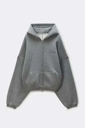 Alexander Wang Crystal Hotfix Oversized Zip-up Hoodie - Sidewalk