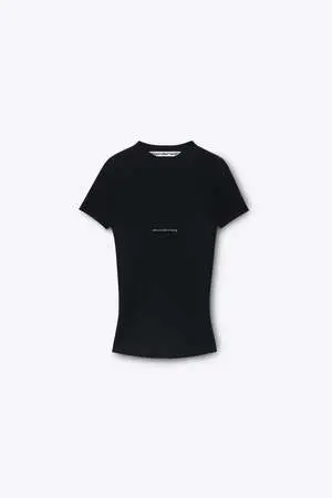 Alexander Wang Ss Crewneck Top W/ Jacquard Logo Black