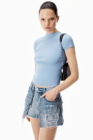 Alexander Wang Jacquard Logo Short Sleeve Crewneck Top - Black