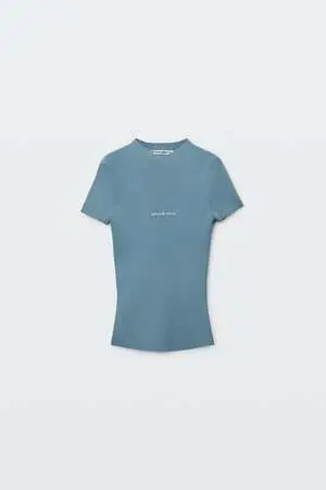 Alexander Wang Jacquard Logo Short Sleeve Crewneck Top - Black
