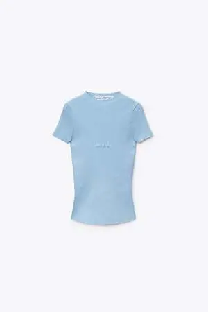 Alexander Wang Ss Crewneck Top W/ Jacquard Logo Blue