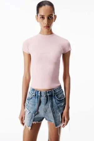 Alexander Wang Jacquard Logo Short Sleeve Crewneck Top - Light Pink