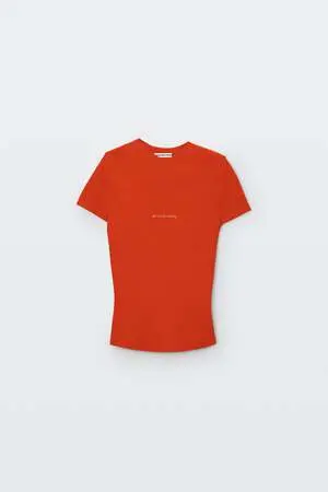 Alexander Wang Jacquard Logo Short Sleeve Crewneck Top - Silver Mink