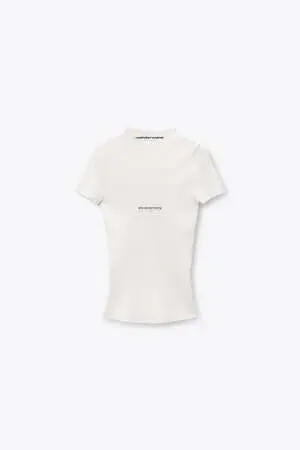 Alexander Wang Jacquard Logo Short Sleeve Crewneck Top - White