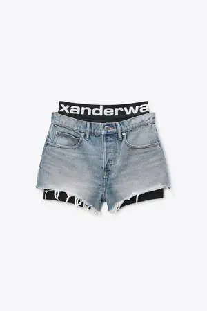 Alexander Wang Pre-styled Relaxed Logo Bike Short - Authentic Light Indigo