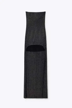 Alexander Wang Crystal Hotfix Strapless High-low Mini Dress - Black