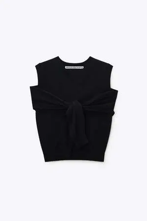 Alexander Wang Layered V-neck Vest With Tie-front Cardigan Detail Black