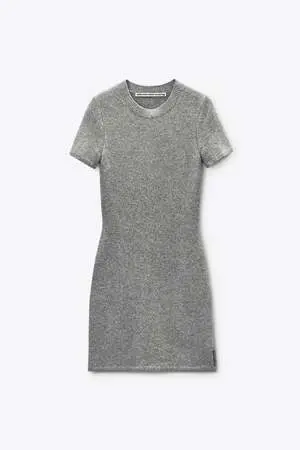 Alexander Wang Ss Crewneck Dress With Hotfix - Heather Grey