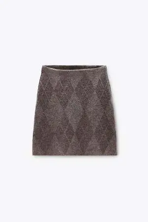 Alexander Wang Crystal Hotfix Argyle Wool-blend Tennis Skirt - Brown