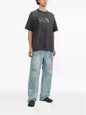 SAINT MXXXXXX Logo-print Distressed T-shirt