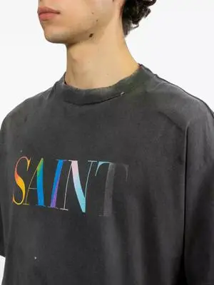 SAINT MXXXXXX Logo-print Distressed T-shirt