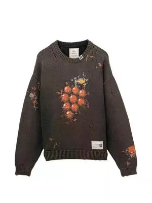 Mihara Yasuhiro Distressed Intarsia-knit Jumper - Grey