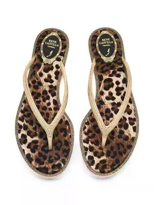 Rene Caovilla Leopard-print Crystal-embellished Sandals