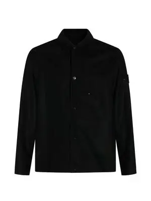 Stone Island Logo-patch Button-up Wool Shirt
