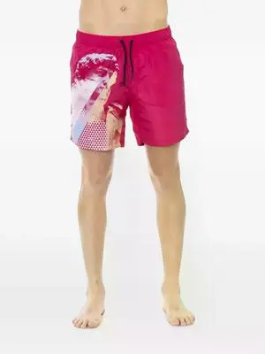 BIKKEMBERGS Graphic-print Drawstring Swim Shorts - Pink