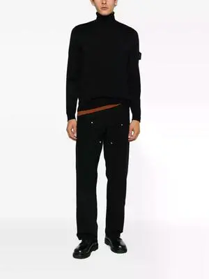 Stone Island Ghost Logo-patch Roll-neck Sweater - Black