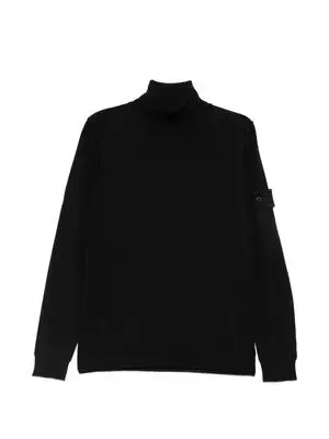 Stone Island Ghost Logo-patch Roll-neck Sweater - Black