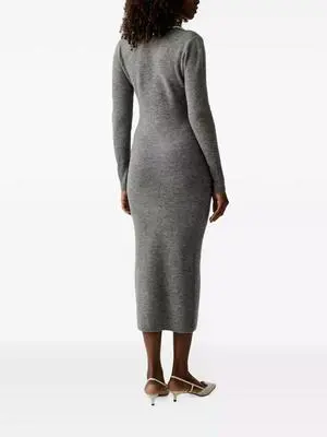 TWINSET Long Knit Dress With Crochet Collar