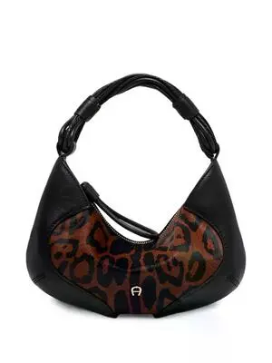AIGNER Small Giara Ocelot Leopard-print Shoulder Bag - Black