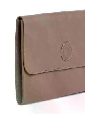 TRUSSARDI Logo-patch Pebbled Clutch Bag
