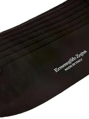 Zegna Ribbed-knit Logo-print Socks - Brown