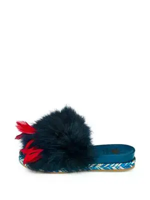 MR & MRS ITALY Feather-embellished Slippers