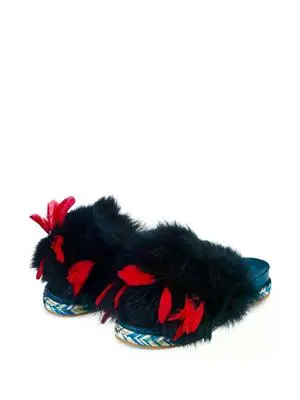 Mr & Mrs Italy Feather-embellished Slippers