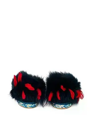 Mr & Mrs Italy Feather-embellished Slippers