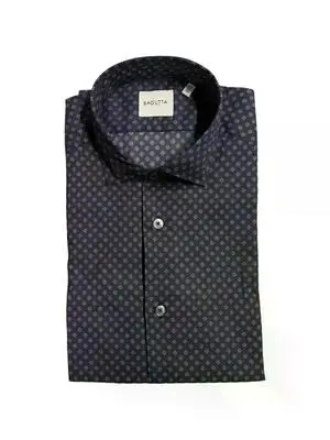 BAGUTTA Geometric-print Slim-fit Shirt - Blue