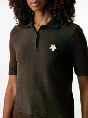 TWINSET Flower-embellished Short-sleeve Polo Shirt