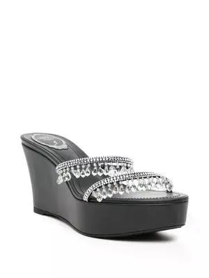 Rene Caovilla 85mm Taylor Wedge Sandals - Black