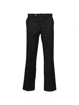 ERNEST W. BAKER Pinstripe-pattern Flared Virgin-wool Trousers - Black