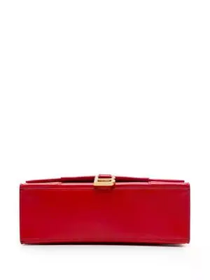 Balenciaga 2020 Medium Shiny Box Calfskin Hourglass Top Handle Bag Satchel - Red