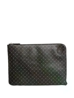 TRUSSARDI Monogram-print Leather Clutch Bag - Brown