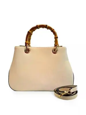 TWINSET Bamboo-handle Grained Tote Bag