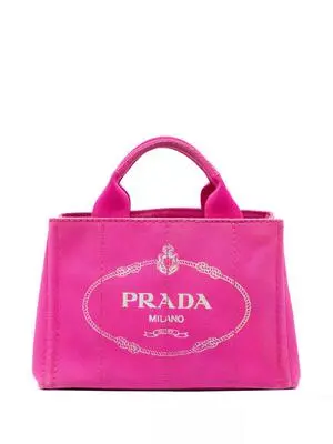 Prada 2013-2026 Small Canvas Canapa Logo Tote Satchel - Pink