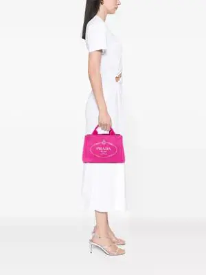 Prada 2013-2026 Small Canvas Canapa Logo Tote Satchel