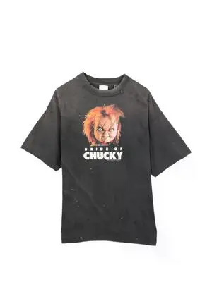 SAINT MXXXXXX Distressed Graphic-print T-shirt - Grey